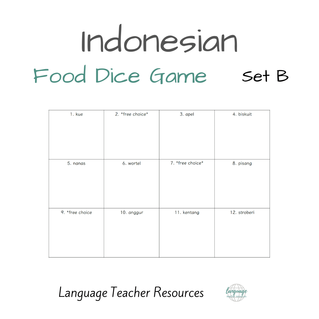 Indonesian Food Dice Game Set B – Language Teacher Resources